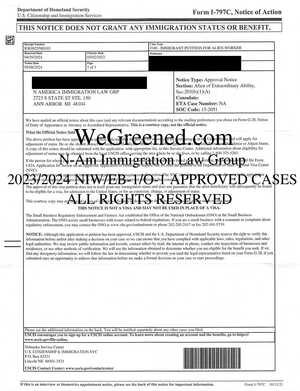 NIW/EB1A/EB1B Approved Cases - North America Immigration Law Group ...