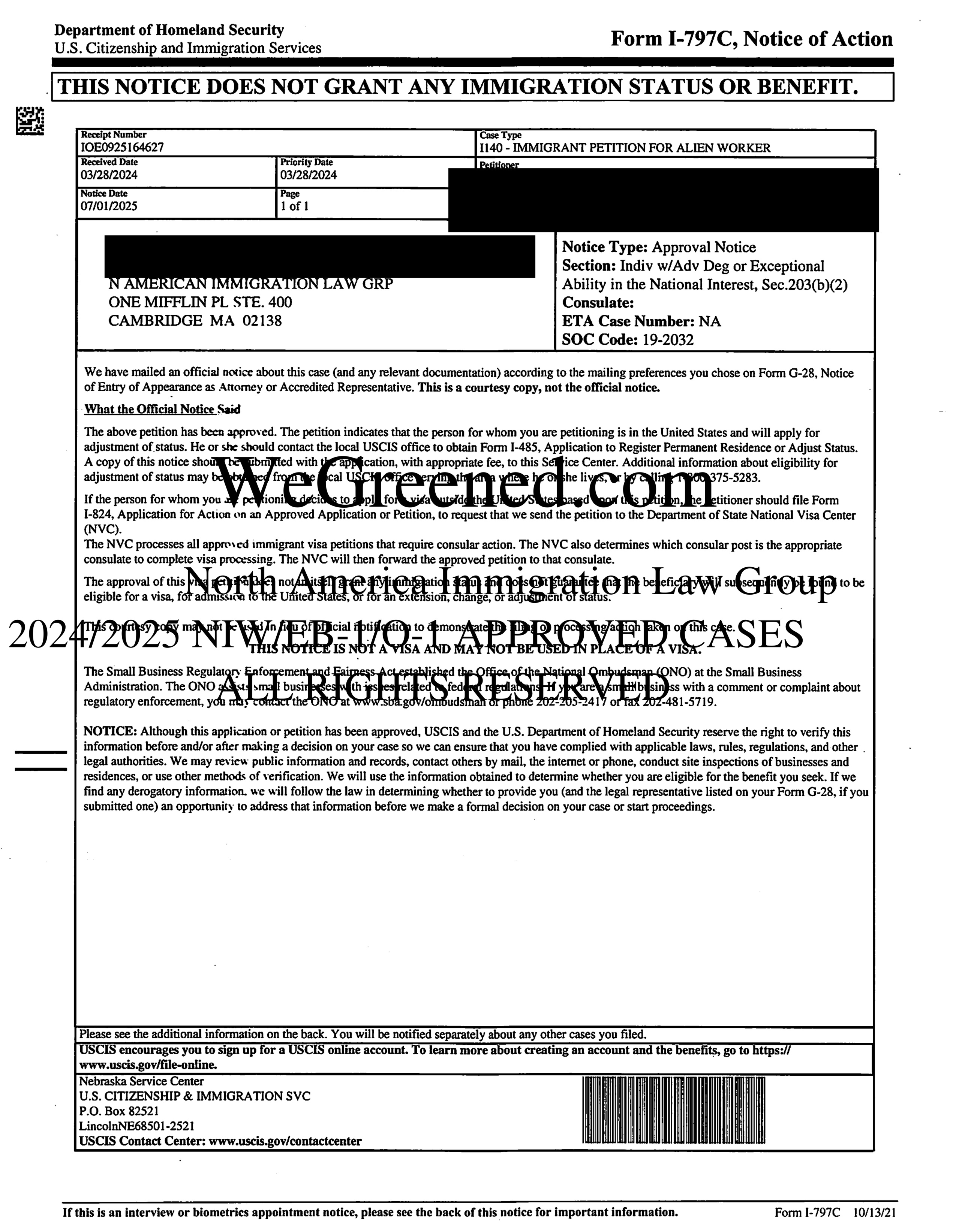 NIW/EB1A/EB1B Approved Cases - North America Immigration Law Group ...