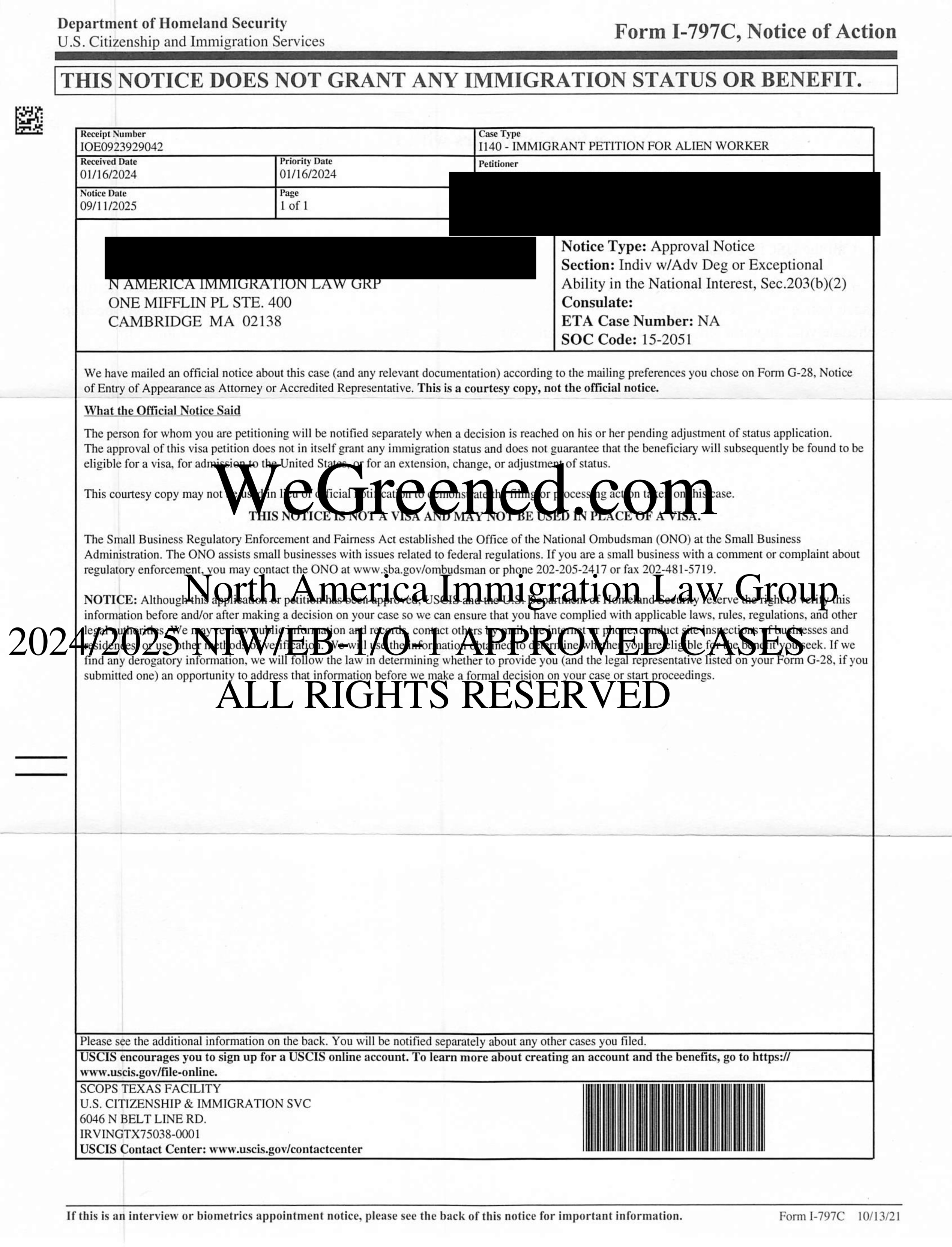 NIW/EB1A/EB1B Approved Cases - North America Immigration Law Group ...