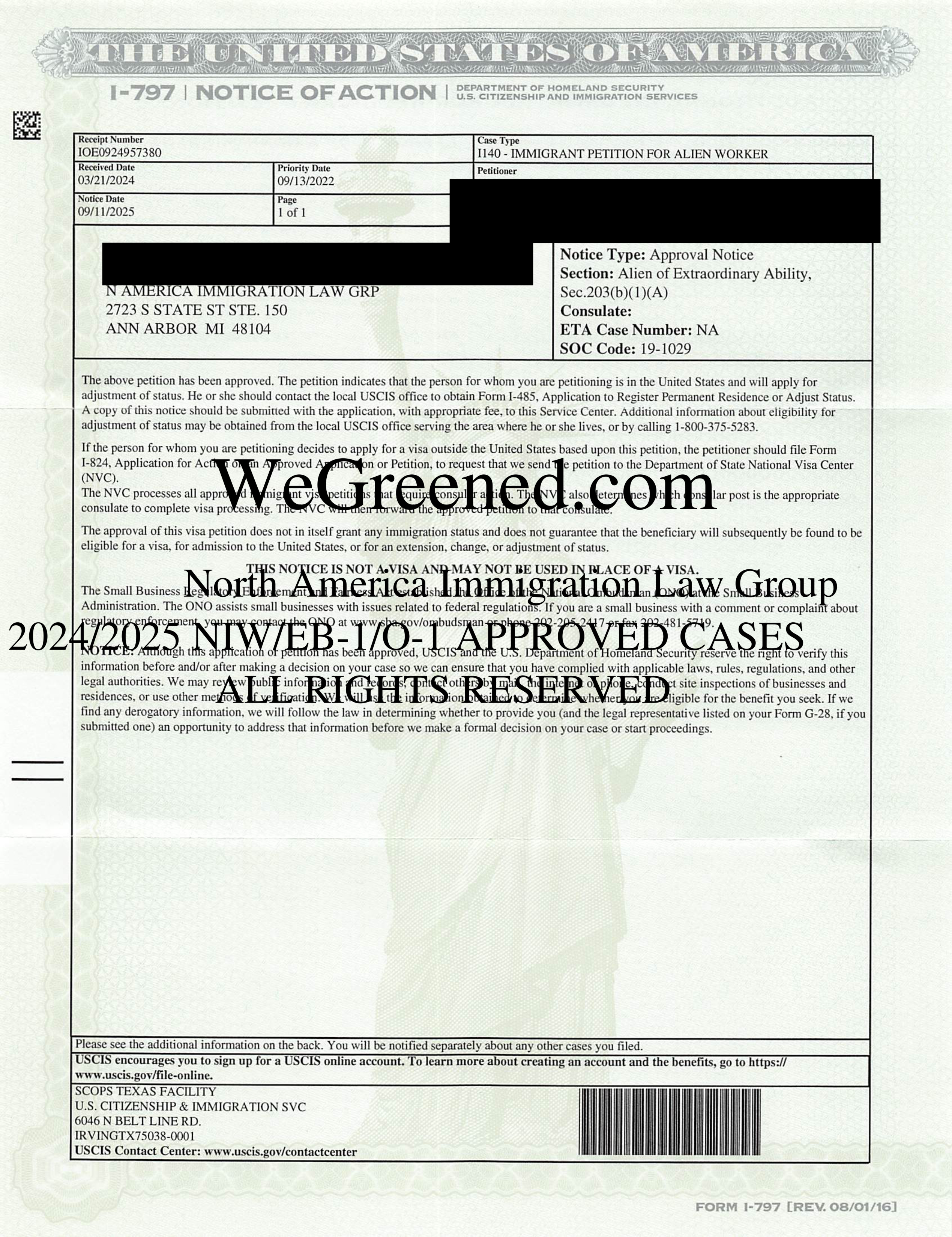 NIW/EB1A/EB1B Approved Cases - North America Immigration Law Group ...