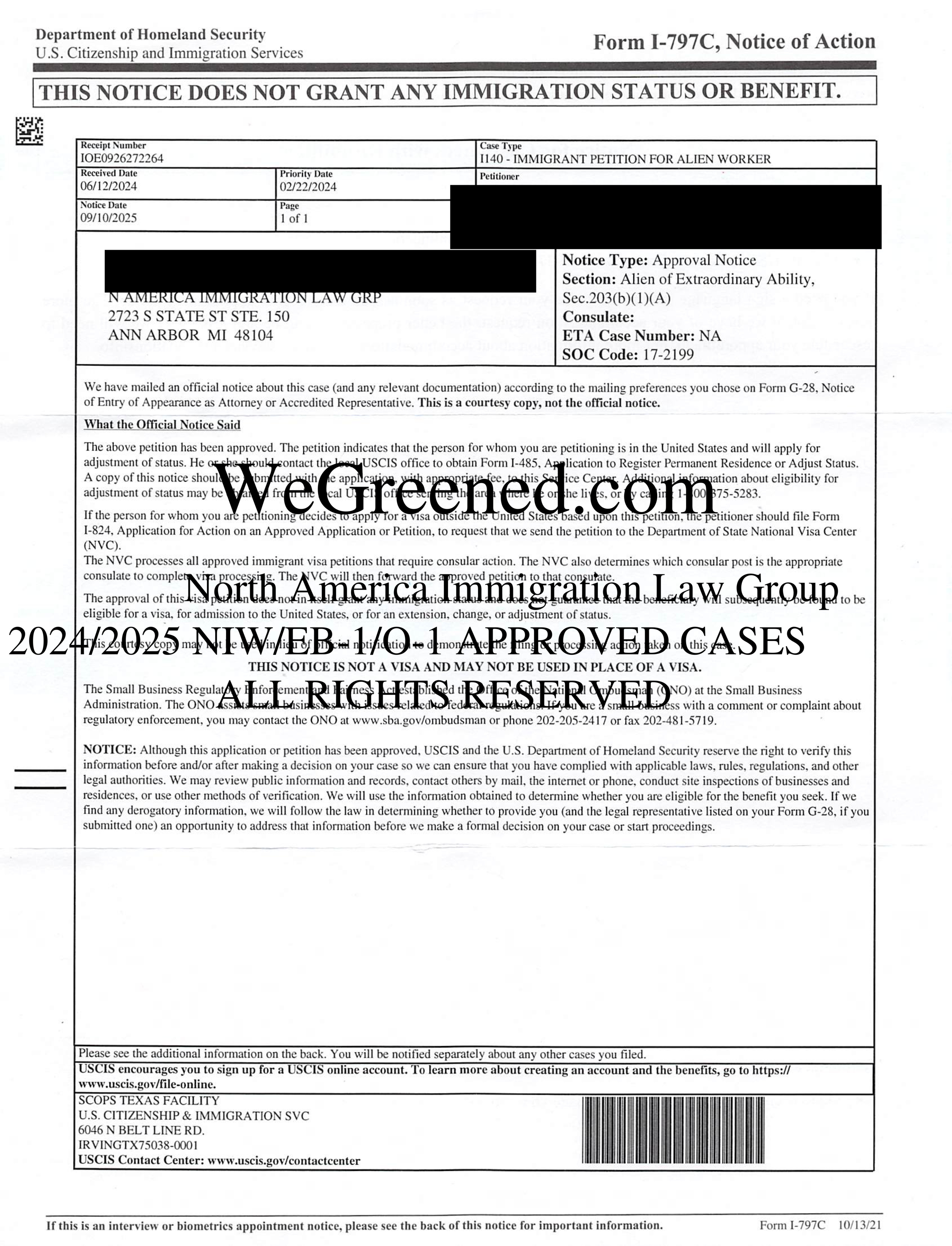 NIW/EB1A/EB1B Approved Cases - North America Immigration Law Group ...