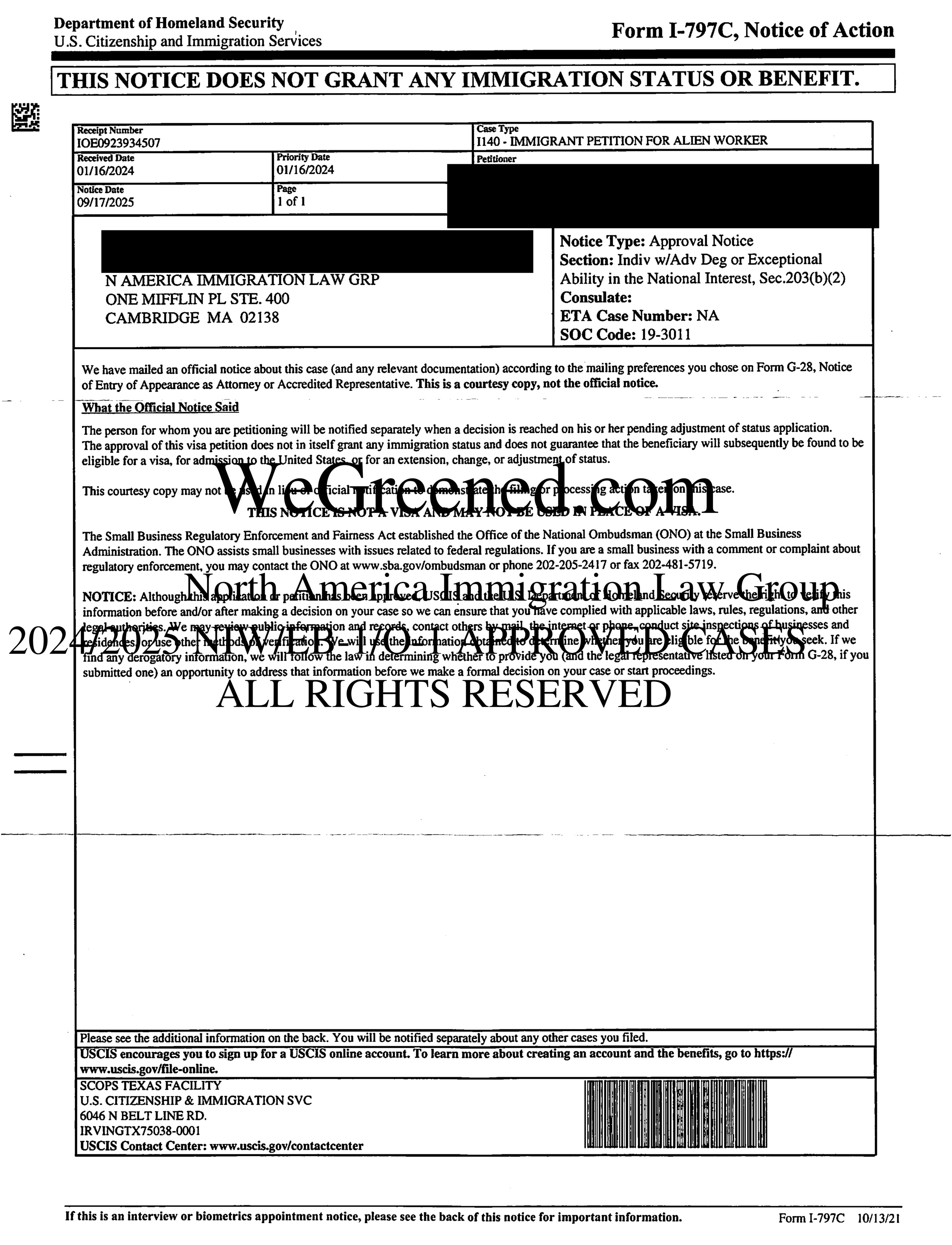 NIW/EB1A/EB1B Approved Cases - North America Immigration Law Group ...