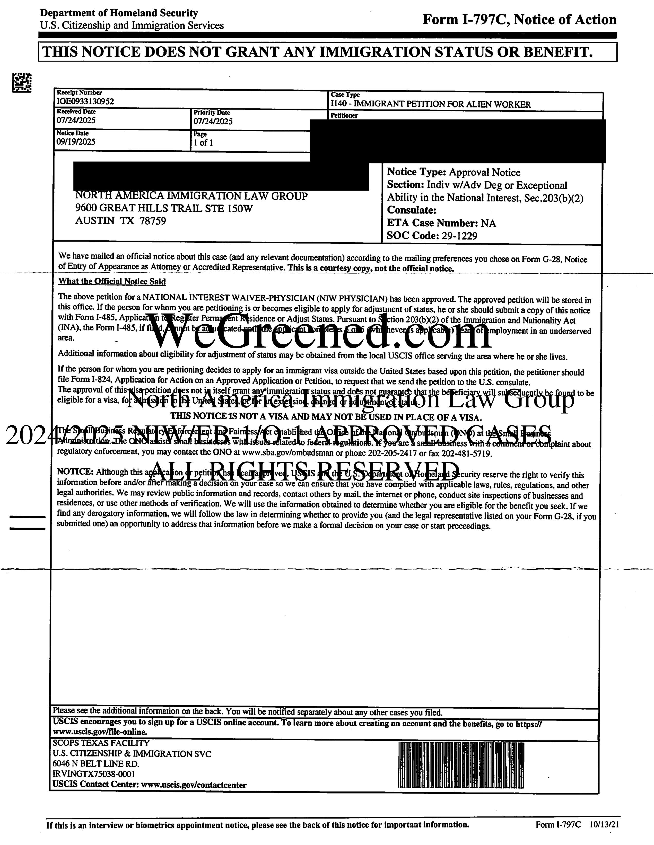 NIW/EB1A/EB1B Approved Cases - North America Immigration Law Group ...